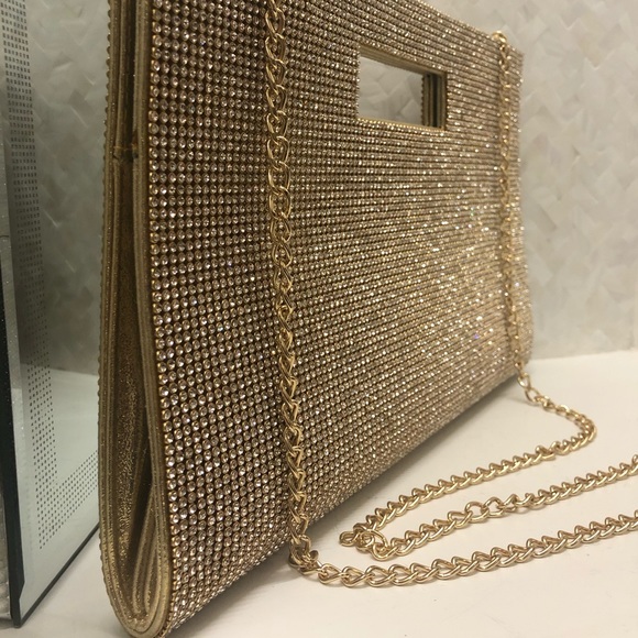 Bags | Rhinestone Gold Cocktail Purse Nwt | Poshmark